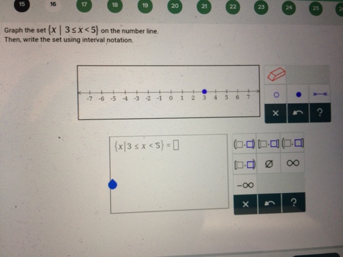 Solved Graph the set {X | 3 lessthanorequalto X | Chegg.com
