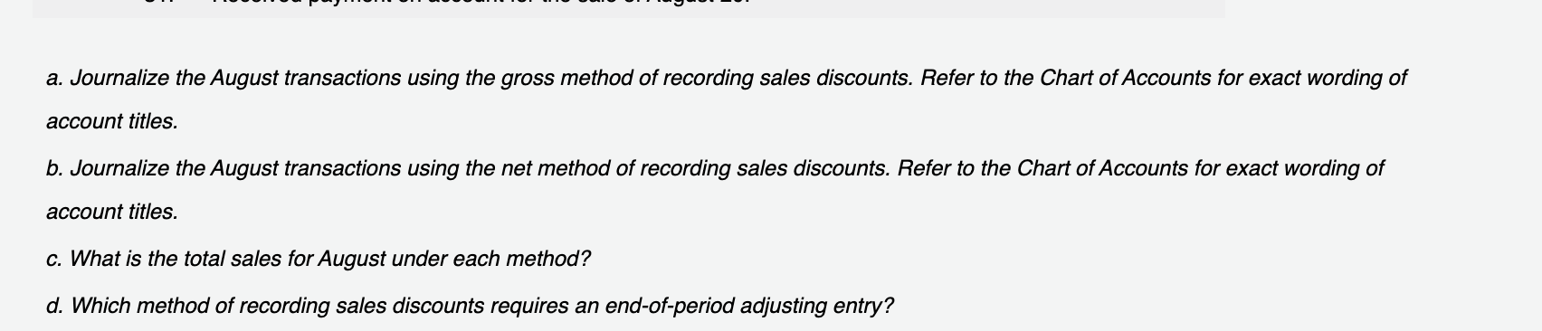 Solved The following were selected from among the | Chegg.com