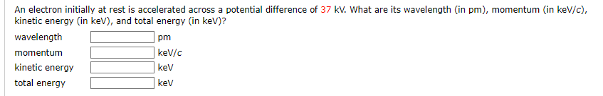 Solved An Electron Initially At Rest Is Accelerated Across A