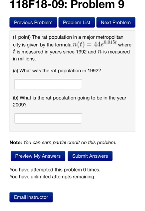 Solved 118F18-09: Problem9 Previous Problem Problem List | Chegg.com