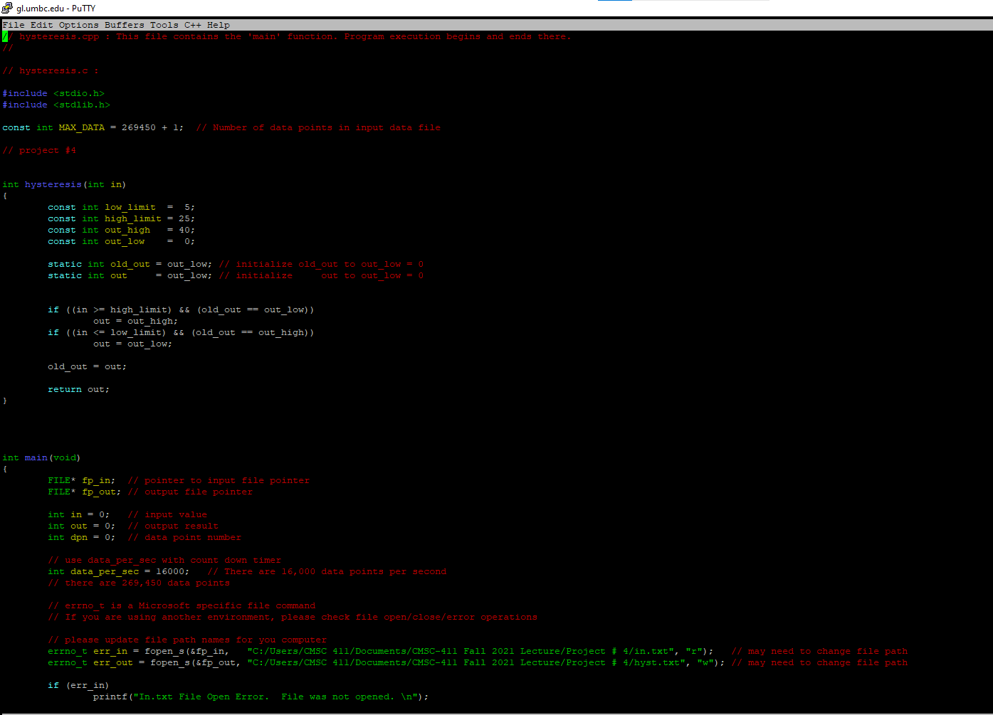 Solved - C code for hysteresis is provided. - Run C code for | Chegg.com