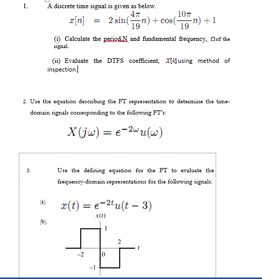 Solved A discrete time signal is given as below. An 10? zinl | Chegg.com