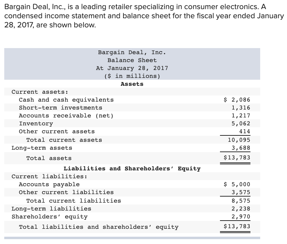 Solved Bargain Deal, Inc., is a leading retailer | Chegg.com