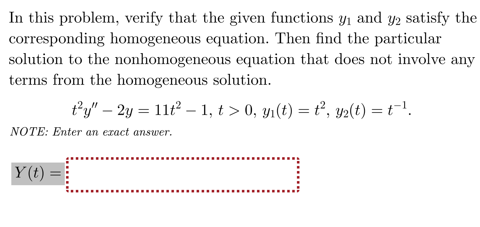 Solved In this problem, verify that the given functions yi | Chegg.com