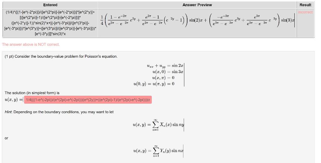 Solved Answer Preview Result incorrect 1-e-2 p2T 1 -p-315 | Chegg.com