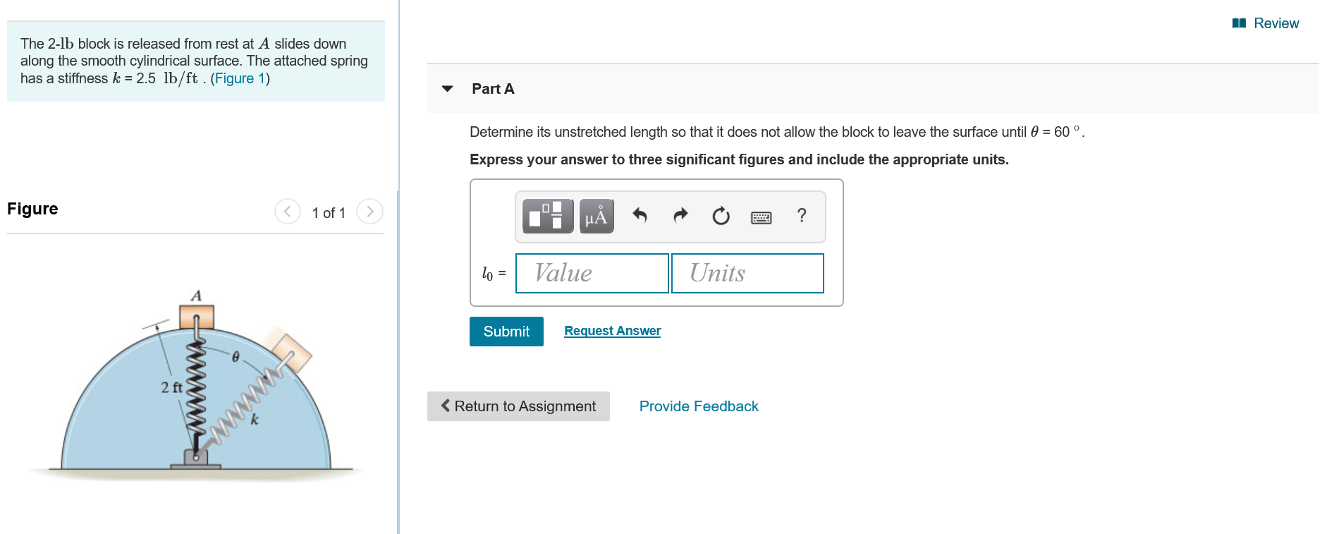 Solved Review The 2-lb block is released from rest at A | Chegg.com
