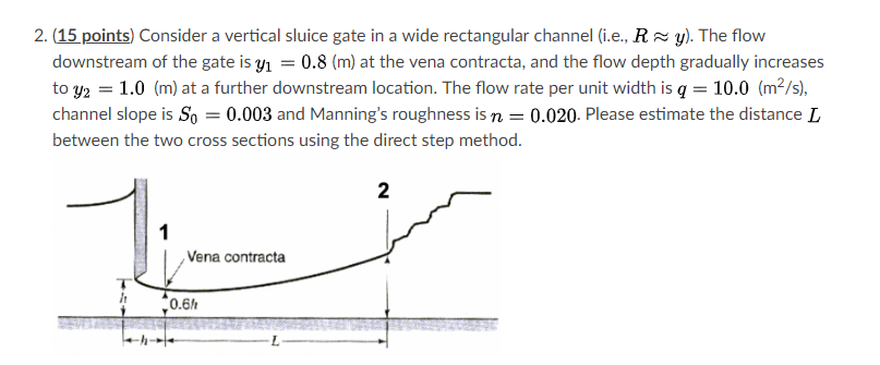 Solved 2. (15 points) Consider a vertical sluice gate in a | Chegg.com