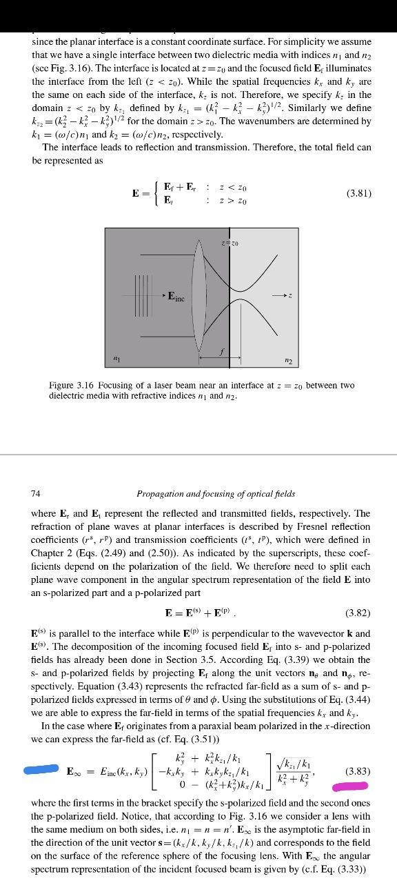 Prove relation 3.83 focusing near planar interfaces | Chegg.com