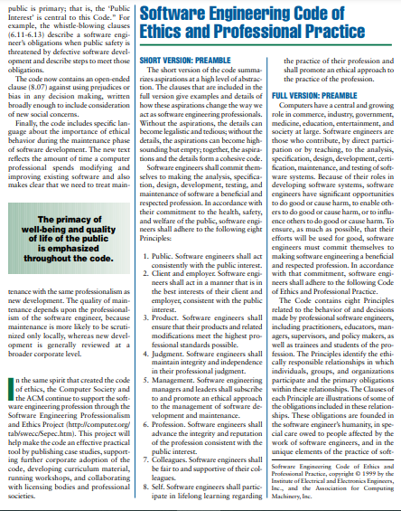 Solved Computer Society and ACM Approve Software Engineering | Chegg.com