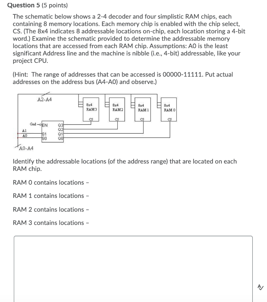 Question 5 (5 points) The schematic below shows a 2-4 | Chegg.com