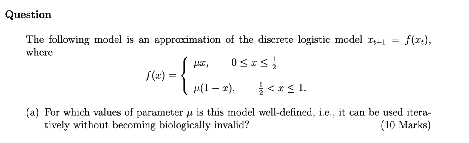 Solved Question = f(xt), The following model is an | Chegg.com