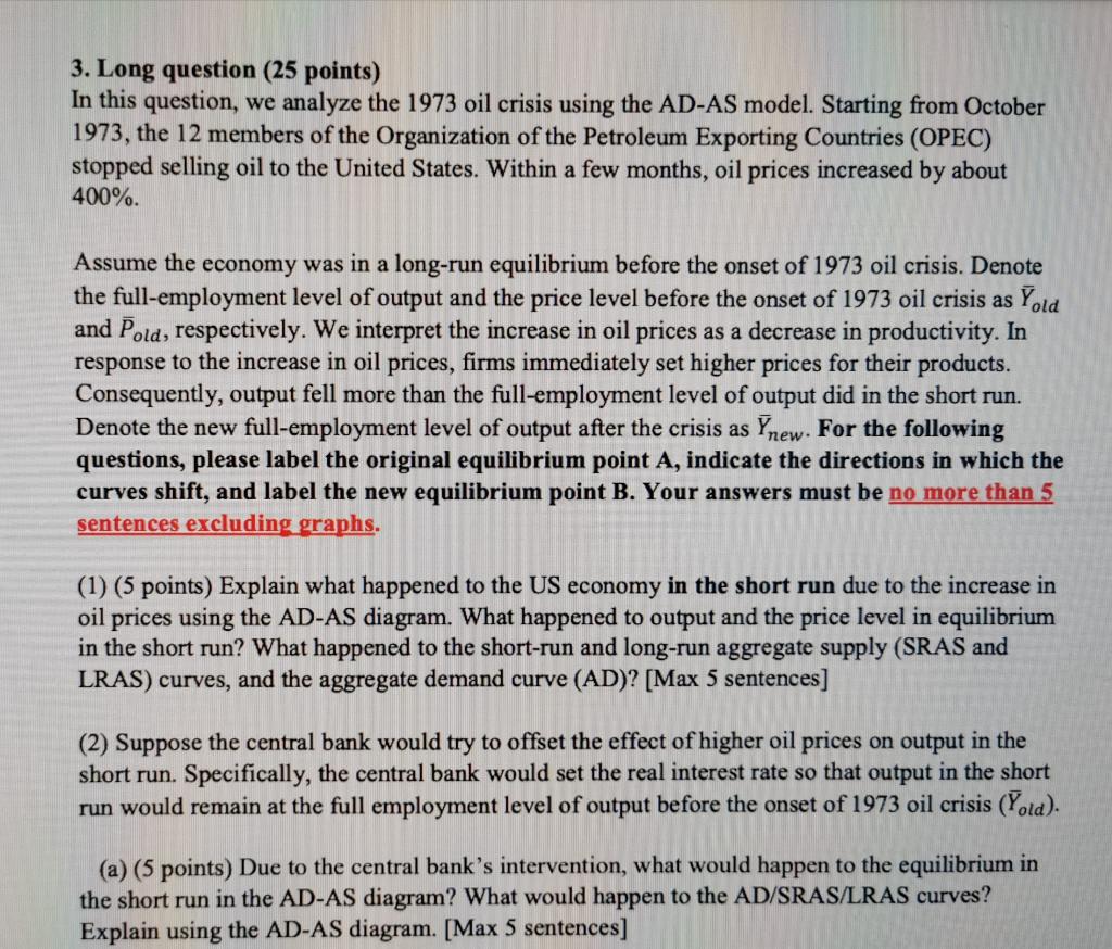 3. Long question (25 points) In this question, we | Chegg.com