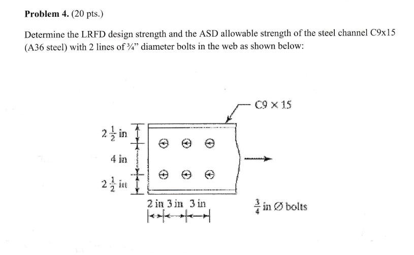 Solved Problem 4. (20 pts.) Determine the LRFD design | Chegg.com