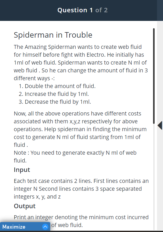 Solved Spiderman in Trouble The Amazing Spiderman wants to | Chegg.com