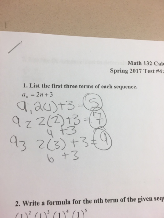 Solved List the first three terms of each sequence. a_n = | Chegg.com