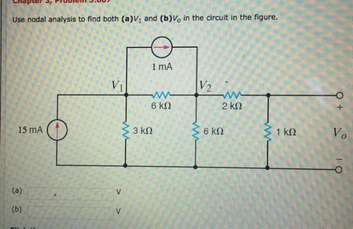 Solved gnment Chapter 3, Problem 3.005 Use nodal analysis to | Chegg.com