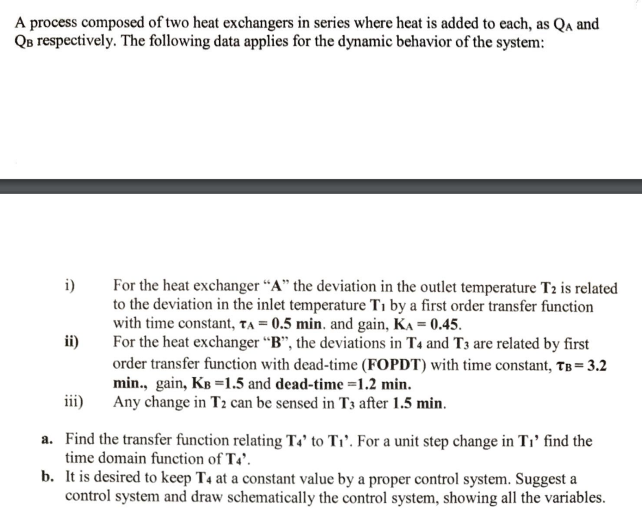 Solved A process composed of two heat exchangers in series | Chegg.com