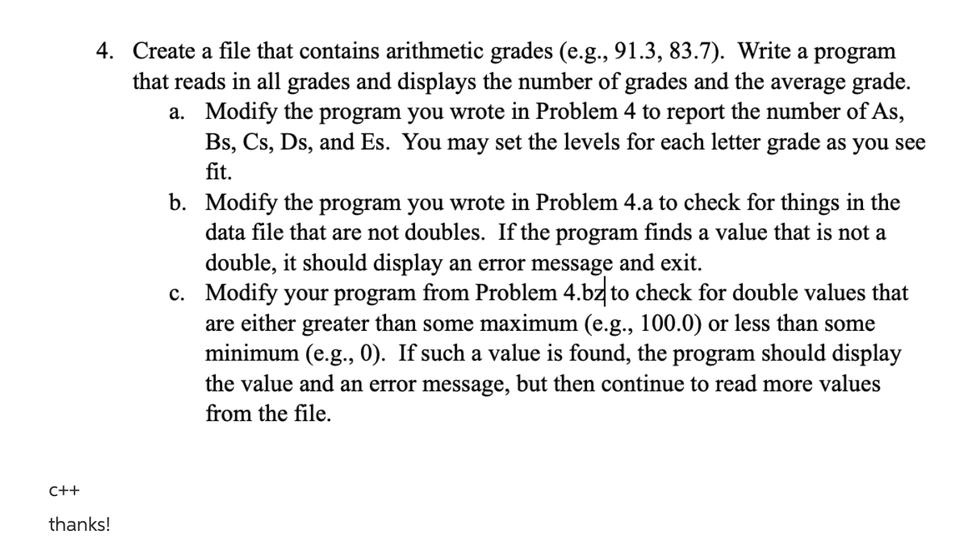 Solved 4. Create a file that contains arithmetic grades | Chegg.com