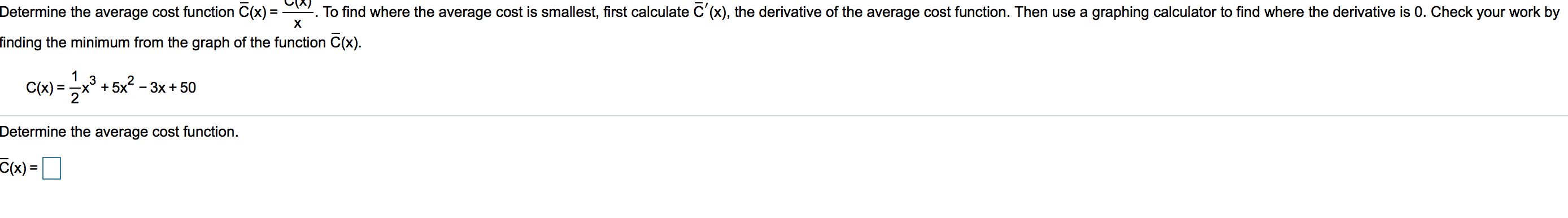 Solved Determine the average cost fun find where the average | Chegg.com