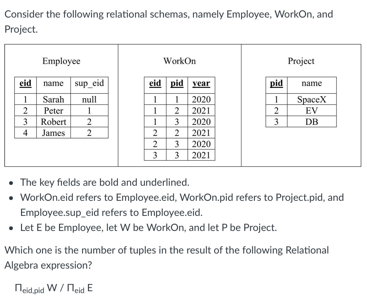 Solved Consider the following relational schemas, namely | Chegg.com