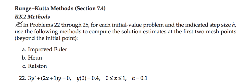Solved Runge-Kutta Methods (Section 7.4) RK2 Methods SIn | Chegg.com