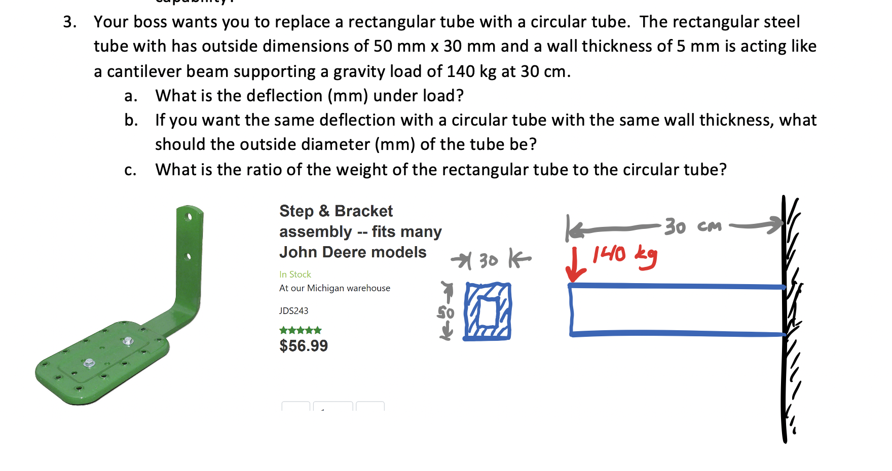 Solved 3. Your boss wants you to replace a rectangular tube | Chegg.com