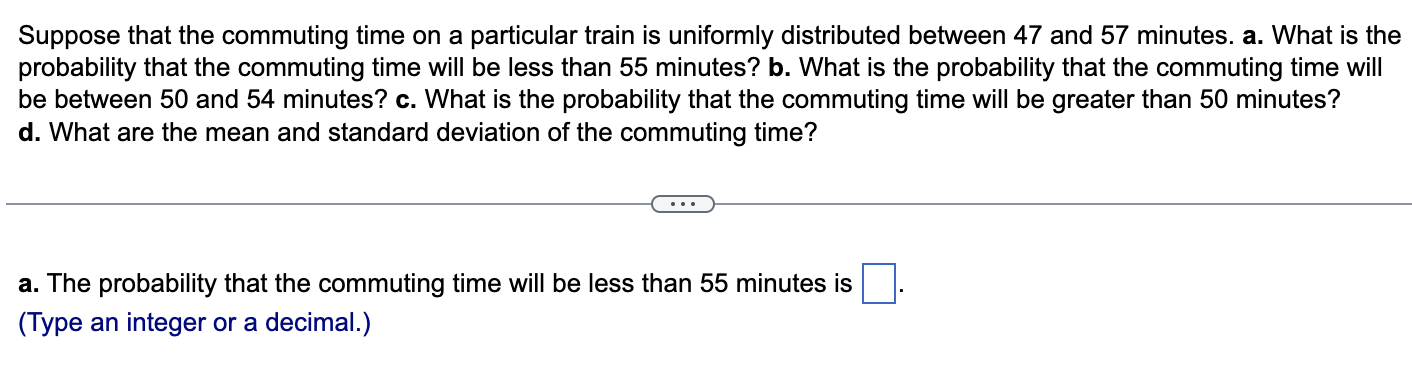 Solved Suppose that the commuting time on a particular train | Chegg.com