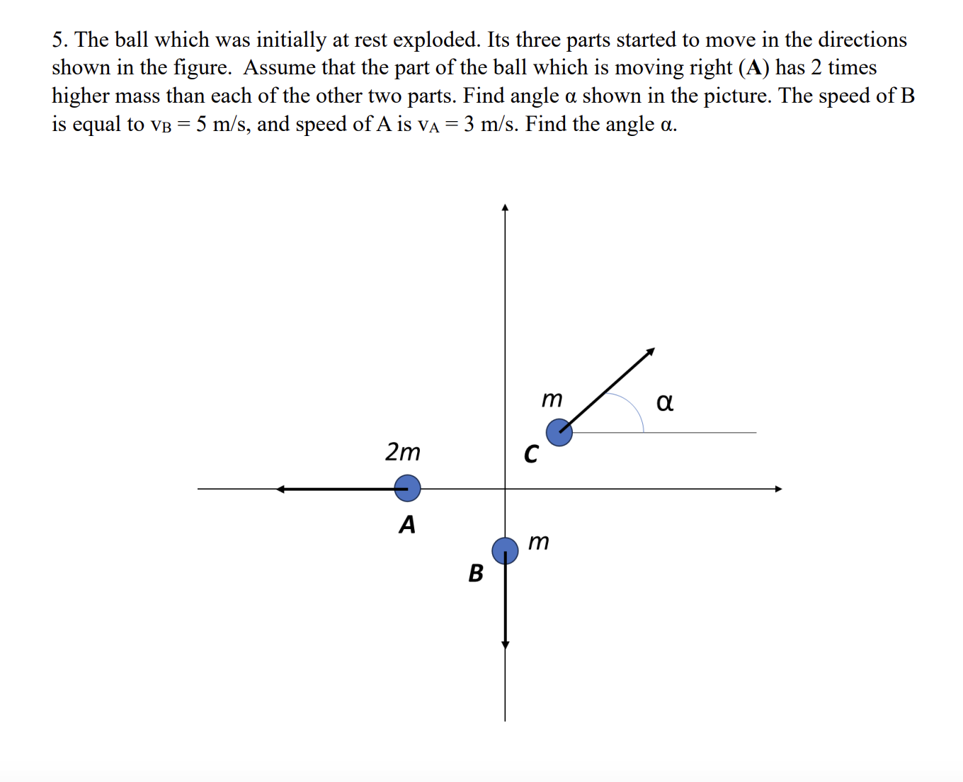 Solved The ball which was initially at rest exploded. Its | Chegg.com