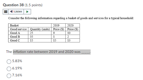 Solved Question 38 (1.5 ﻿points)Consider the following | Chegg.com