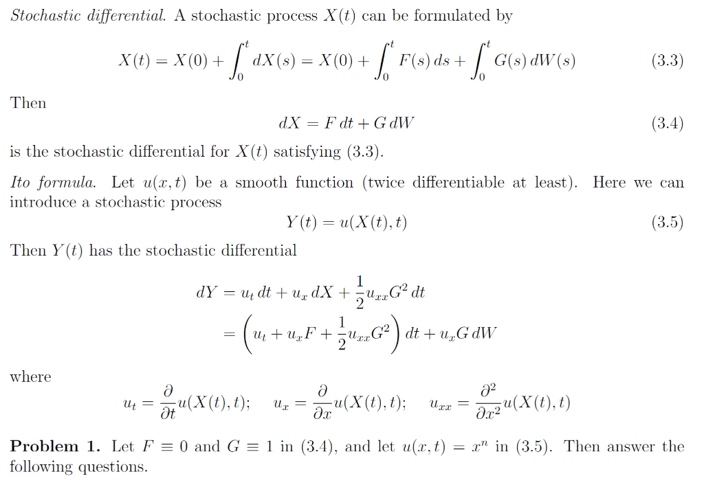 Stochastic differential. A stochastic process X(t) | Chegg.com