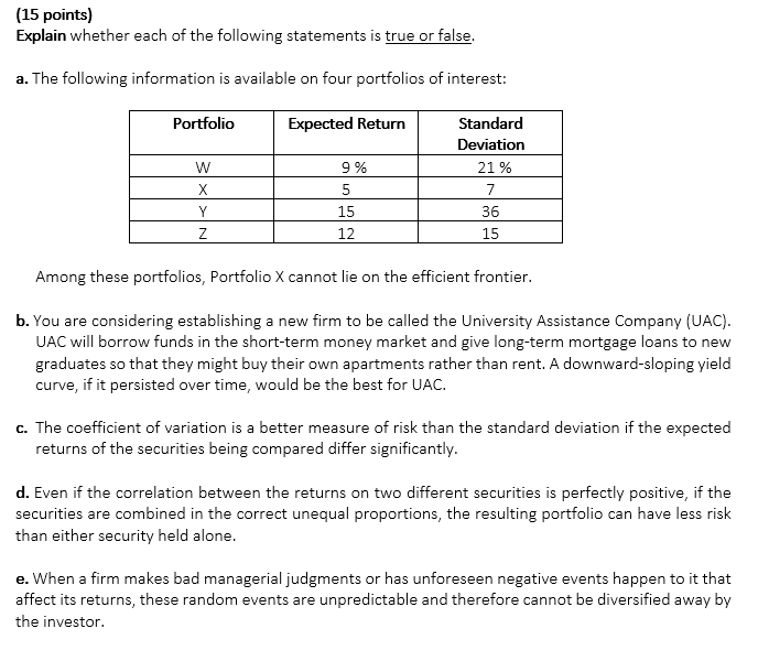 Solved (15 ﻿points)Explain whether each of the following | Chegg.com