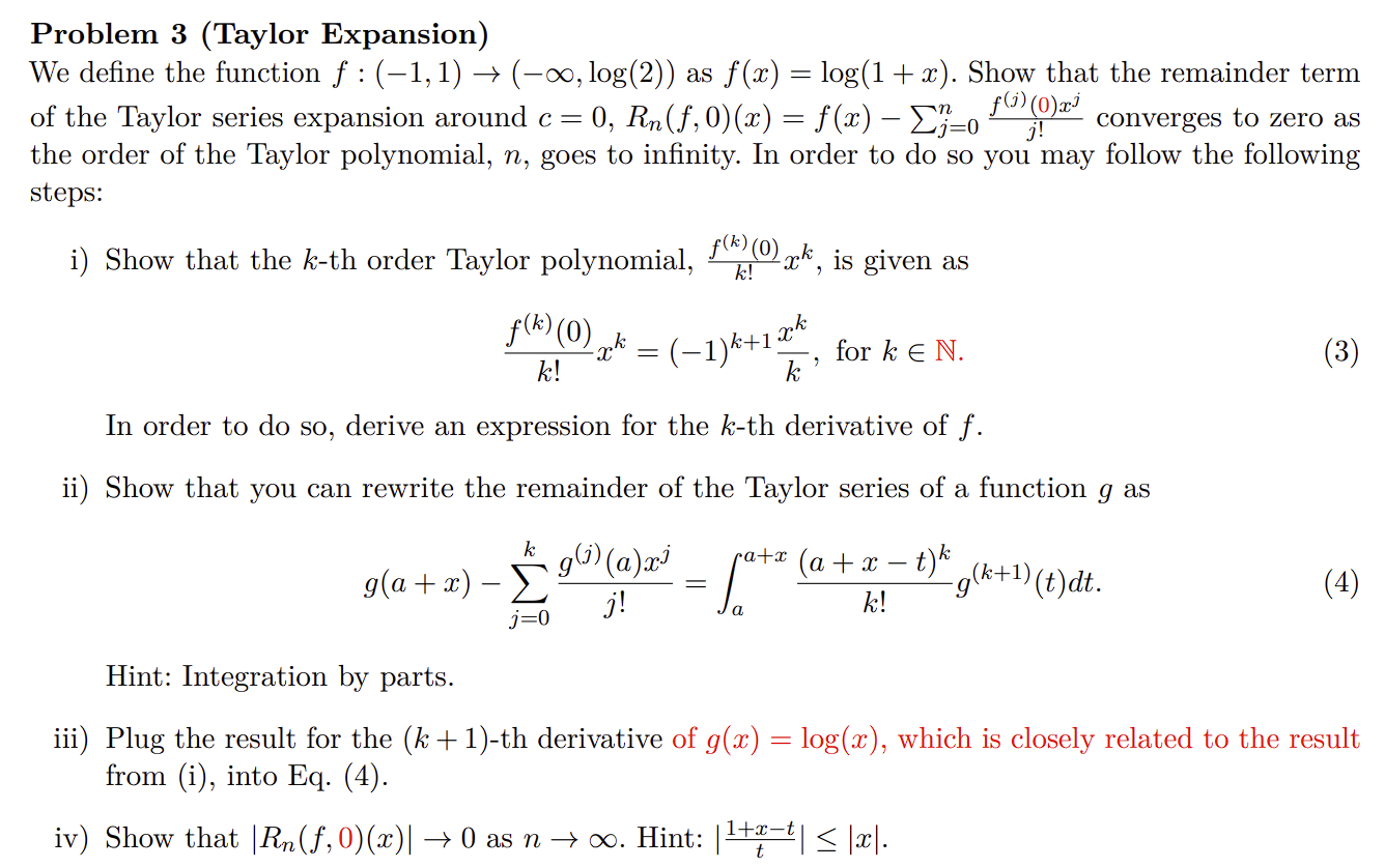 Solved Problem 3 (Taylor Expansion)We define the function | Chegg.com