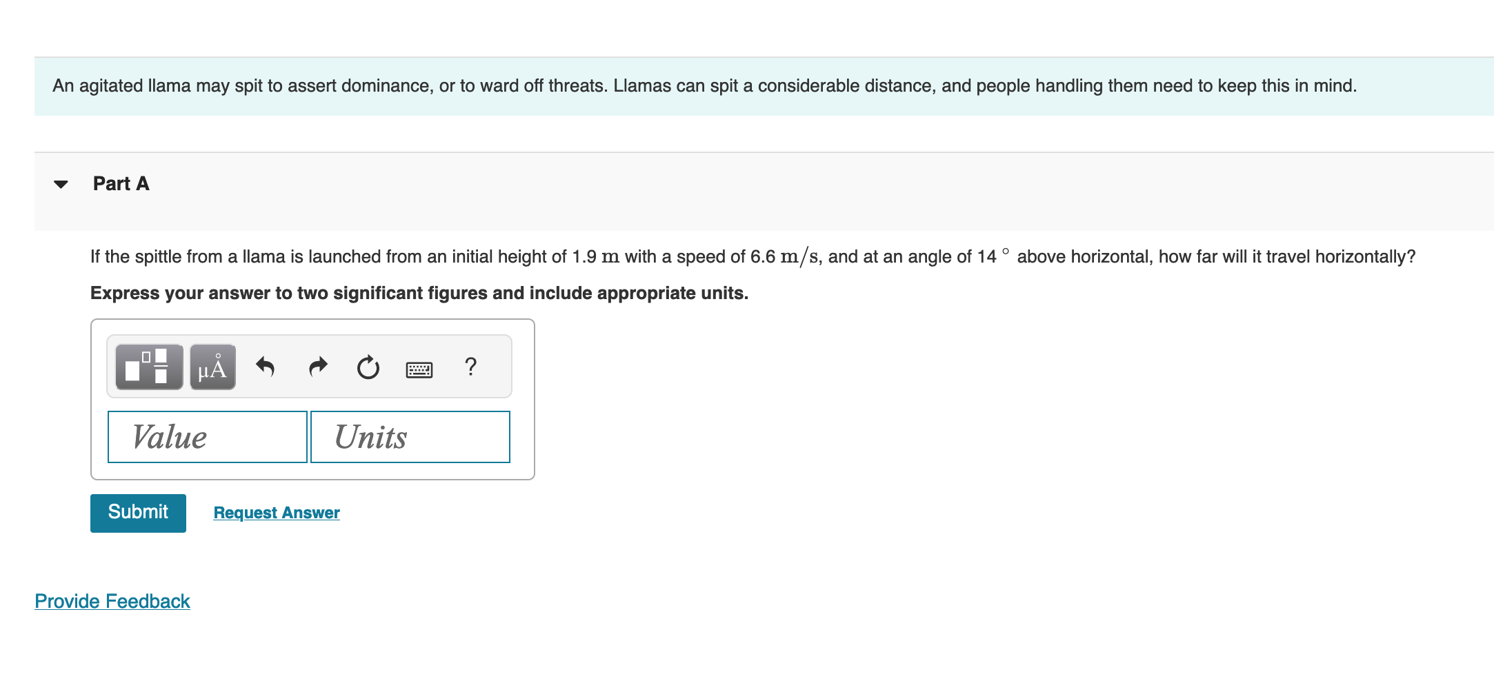 Solved An agitated llama may spit to assert dominance, or to | Chegg.com