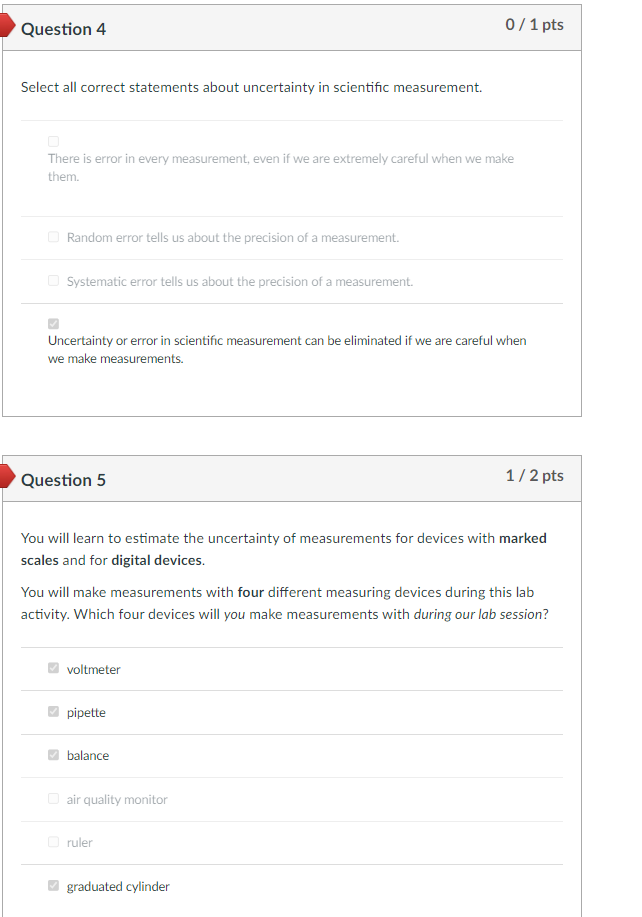 Solved Select all correct statements about uncertainty in | Chegg.com