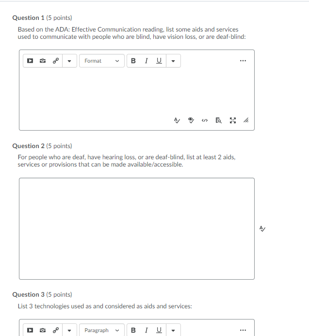 Solved Question 1 (5 points) Based on the ADA: Effective | Chegg.com