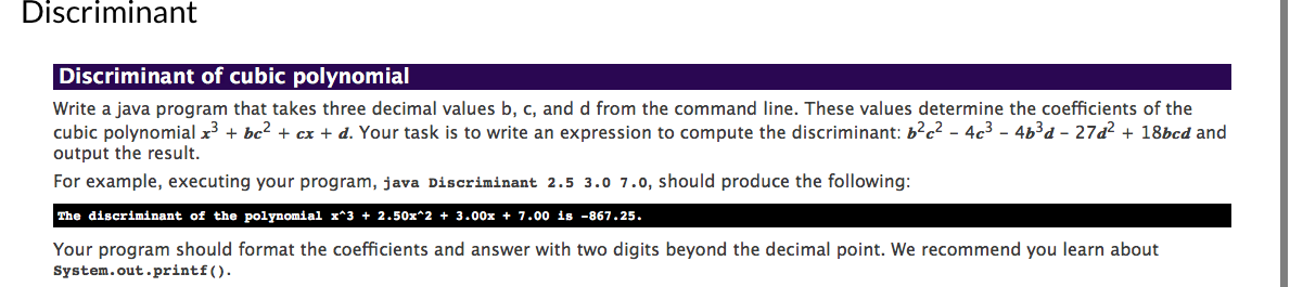Solved Discriminant Discriminant of cubic polynomial Write a | Chegg.com