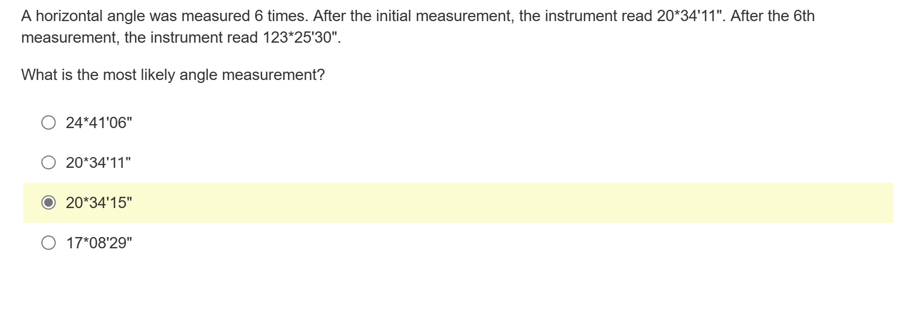 Solved A horizontal angle was measured 6 times. After the | Chegg.com