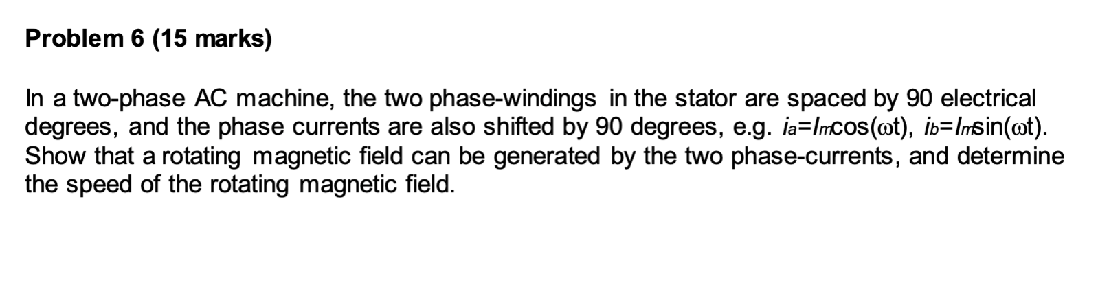 In a two-phase AC machine, the two phase-windings in | Chegg.com