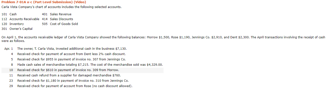 Solved Problem 7-01A a-c (Part Level Submission) (Video) | Chegg.com