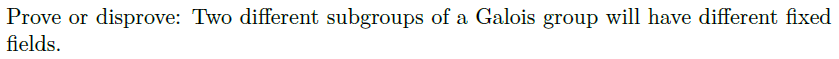 Solved Prove or disprove: Two different subgroups of a | Chegg.com