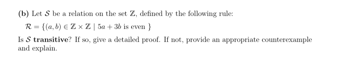 Solved (a) Let R be a relation on the set ZxZ defined by the | Chegg.com