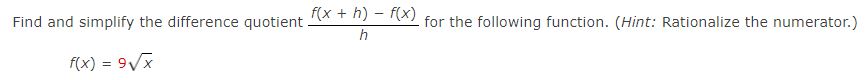 Solved Find and simplify the difference quotient | Chegg.com