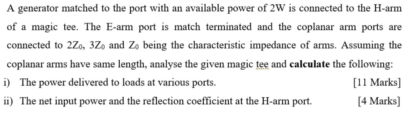 Solved A generator matched to the port with an available | Chegg.com