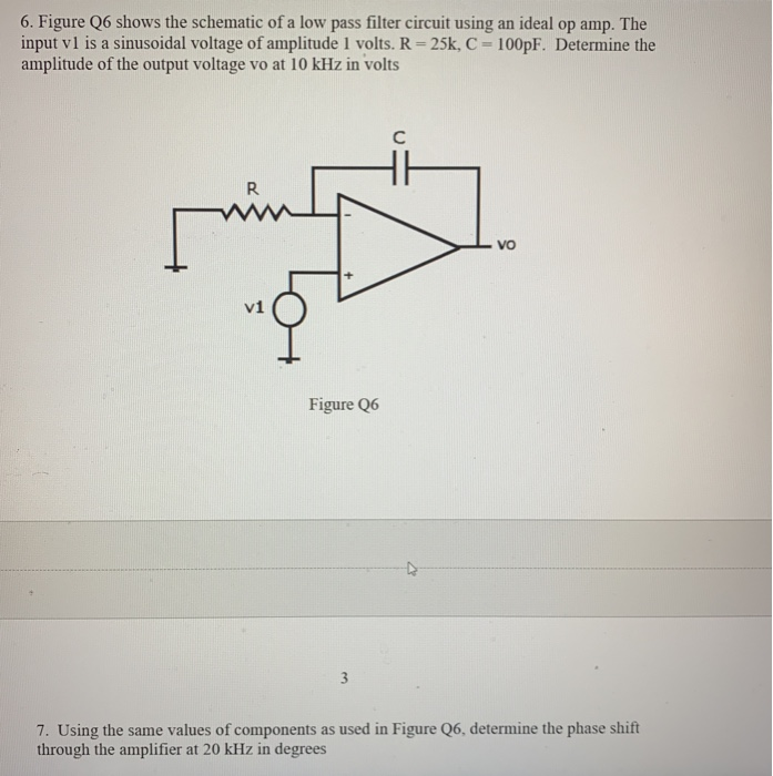 Solved 6. Figure Q6 shows the schematic of a low pass filter | Chegg.com