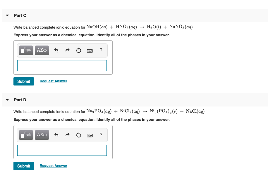 Solved Part C Write balanced complete ionic equation for | Chegg.com Solved Part C Write balanced complete ionic equation for | Chegg.com