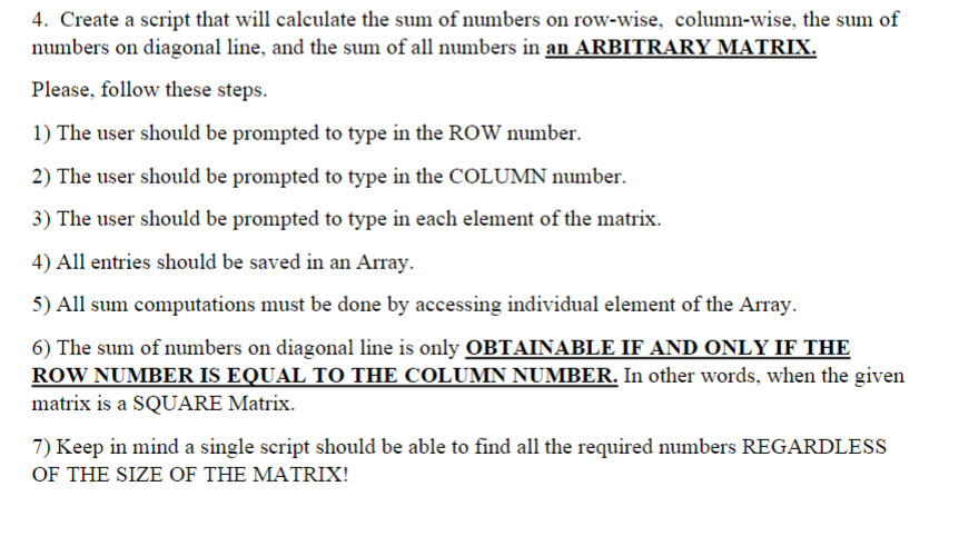 Solved 4 Create A Script That Will Calculate The Sum Of 