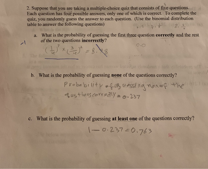 Solved 2 Suppose That You Are Taking A Multiple choice Quiz Chegg