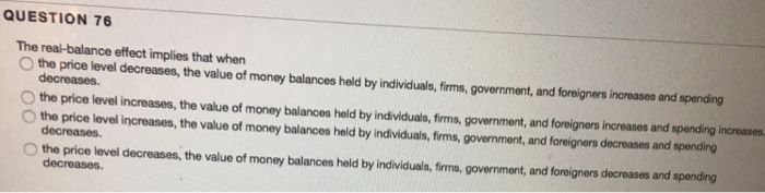 Solved The real-balance effect implies that when the price | Chegg.com