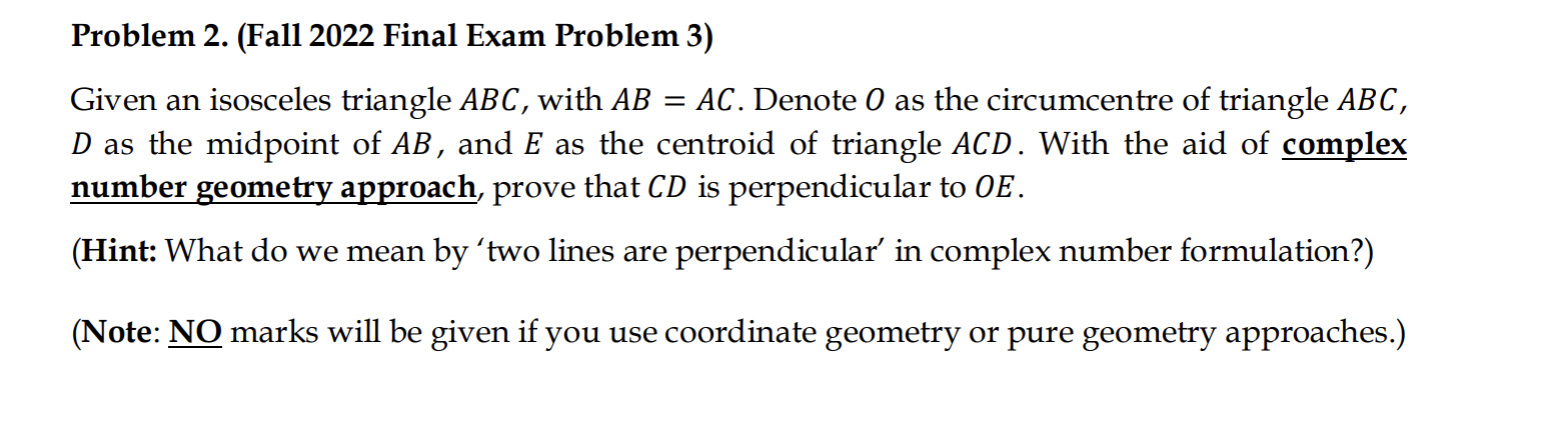 Solved Problem 2. (Fall 2022 Final Exam Problem 3) Given an | Chegg.com