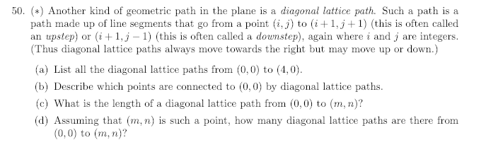 Solved 50. (*) Another kind of geometric path in the plane | Chegg.com